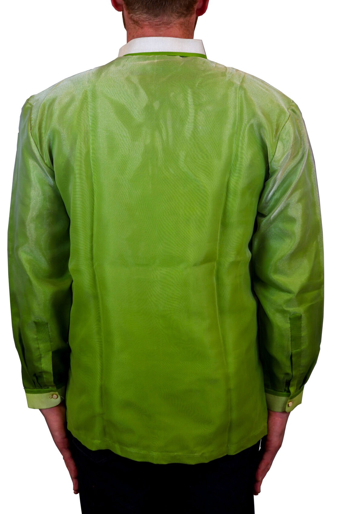 Green Long Sleeve Organza Barong Tagalog - ORDER US SIZE