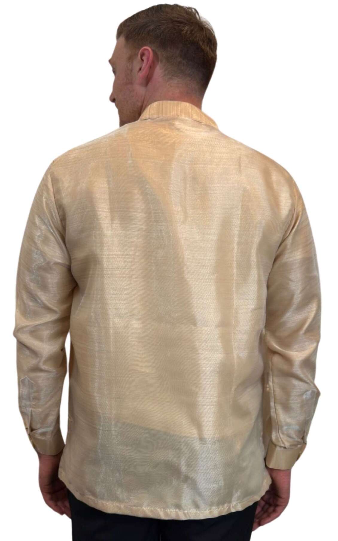 Beige Chinese Collar Full Button Barong Tagalog ORDER US SIZE ...