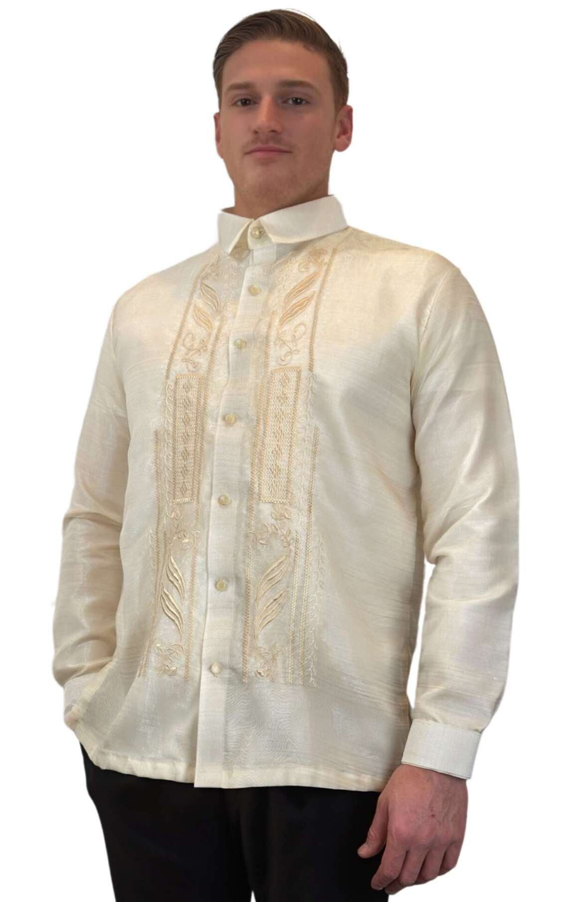 White Full Button Long Sleeve Organza Barong Tagalog ORDER US SIZE ...