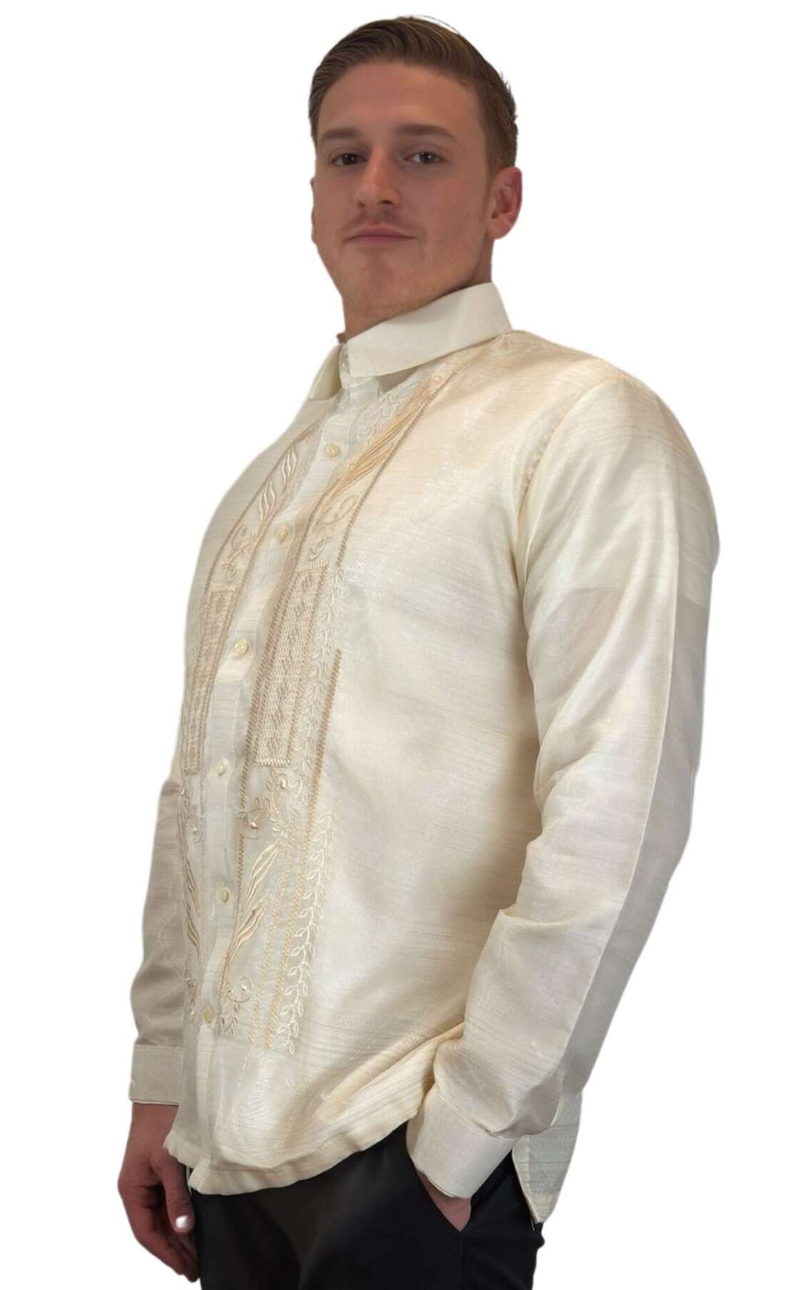 White Full Button Long Sleeve Organza Barong Tagalog ORDER US SIZE ...