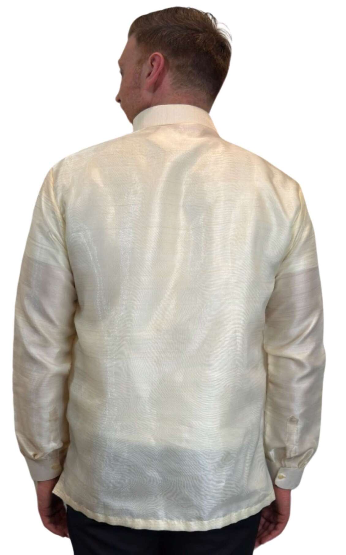 White Full Button Long Sleeve Organza Barong Tagalog ORDER US SIZE ...